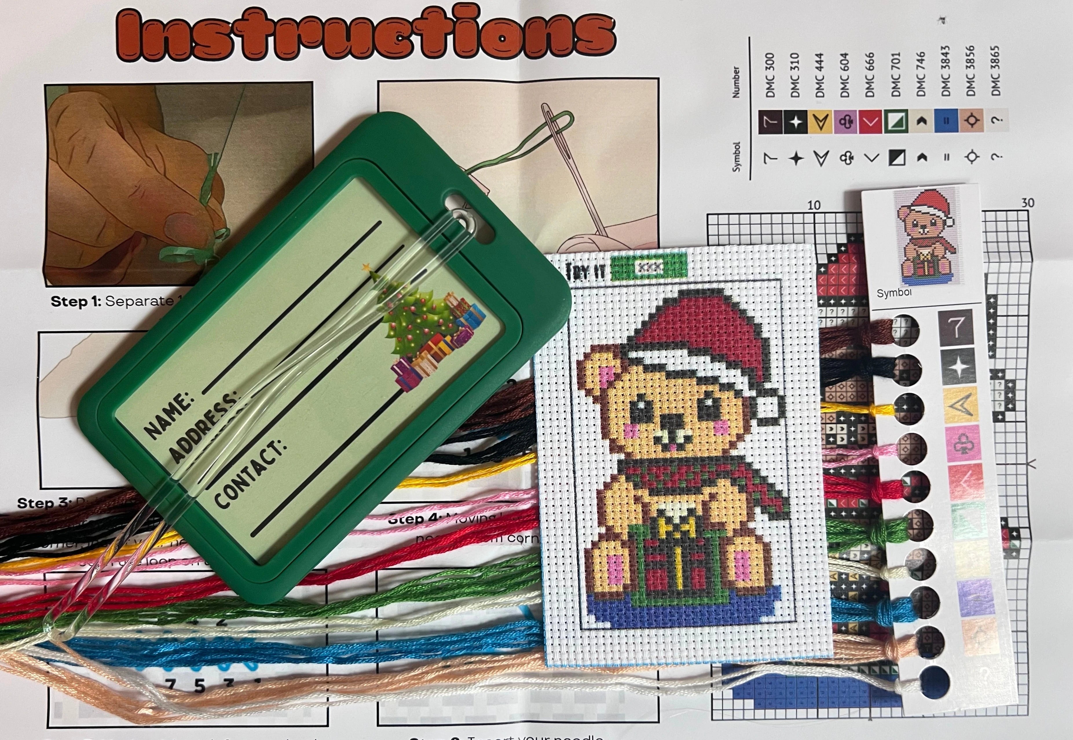 Benson the Bear Christmas Cross Stitch Luggage Tag Kit – Jumpseat Therapy